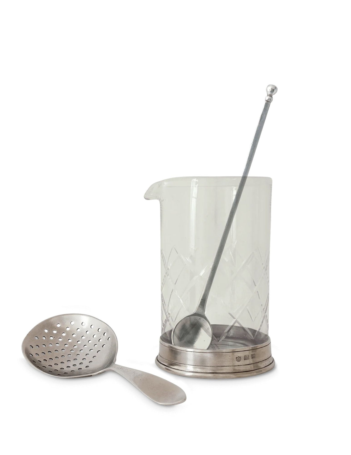 Mixing Glass + Strainer + Stirrer Set | Crystal & Pewter– M PENNER